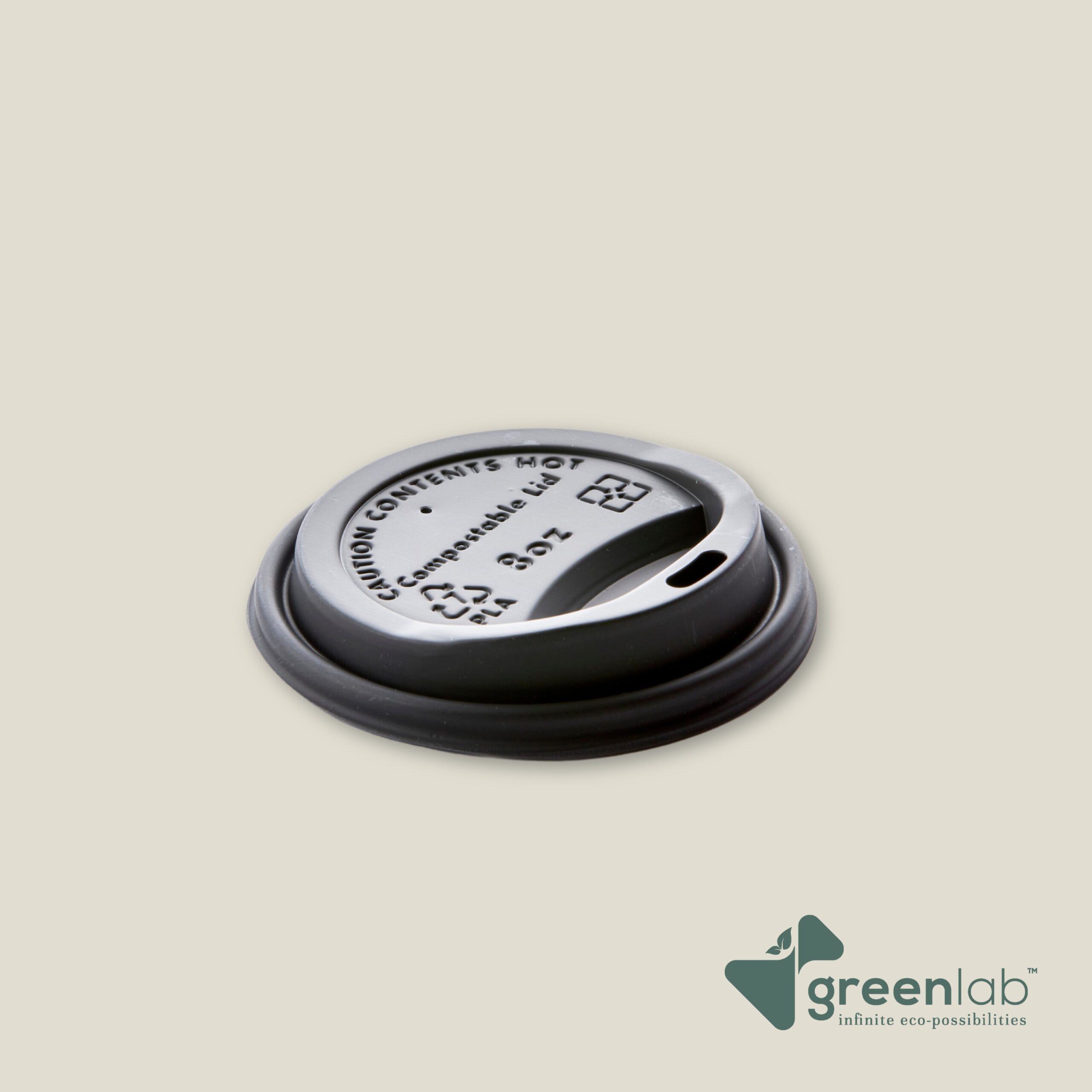 Plant based Hot Cup Lid, Black, 80mm - Green Lab
