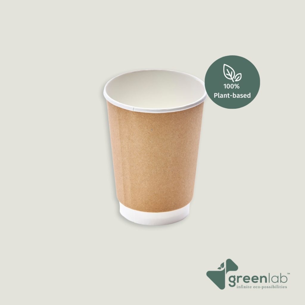 Compostable Double Wall Hot Paper Cup, Kraft, 12oz-GreenLab
